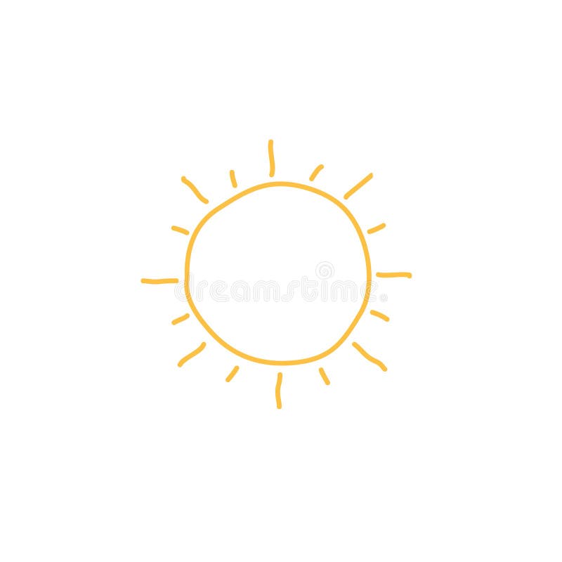 Simple hand drawing sun stock vector. Illustration of yellow - 148374459