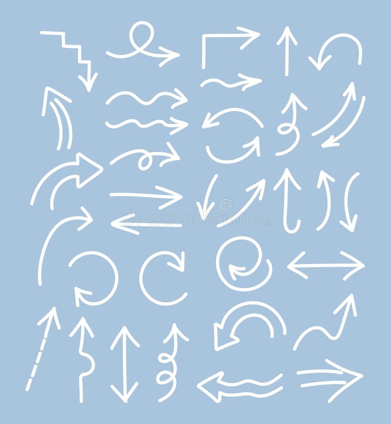 Simple Hand Drawn Arrows Collection. Arrows with Different Shapes ...
