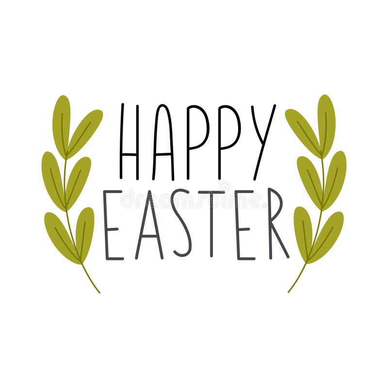 Simple Hand Drawn Banner with Happy Eater Lettering and Green Leaves ...