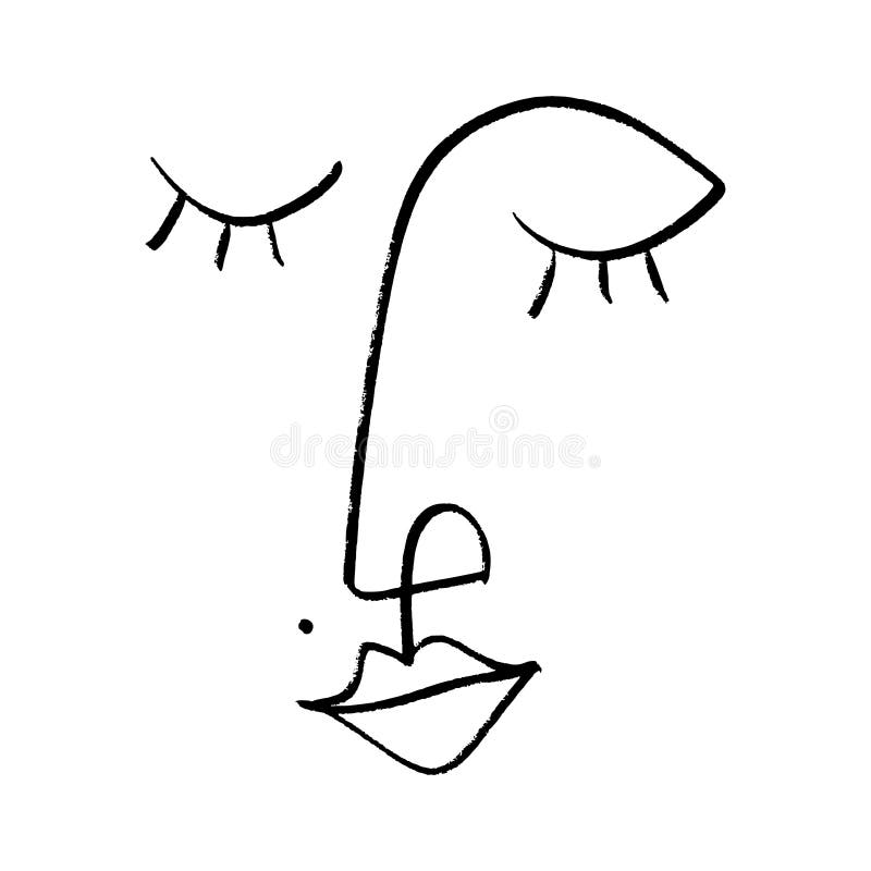 Abstract Continuous One Line Drawing Woman Face Vector Illustration