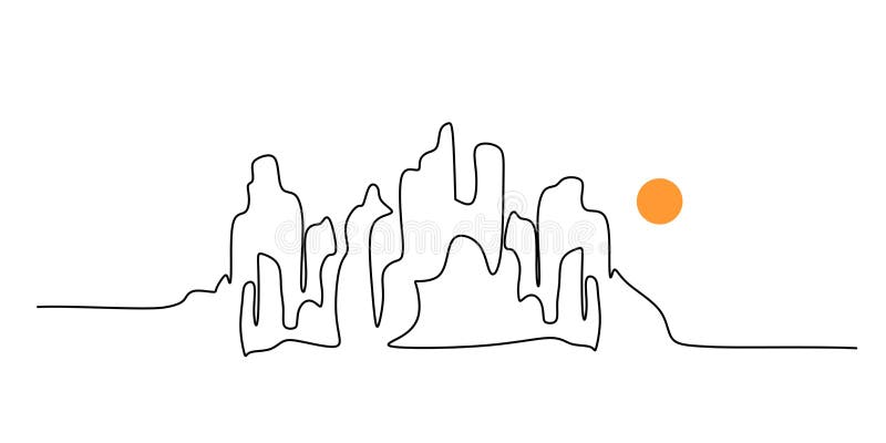 Mountain Sun Simple Line Drawing Stock Illustrations – 641 Mountain Sun ...