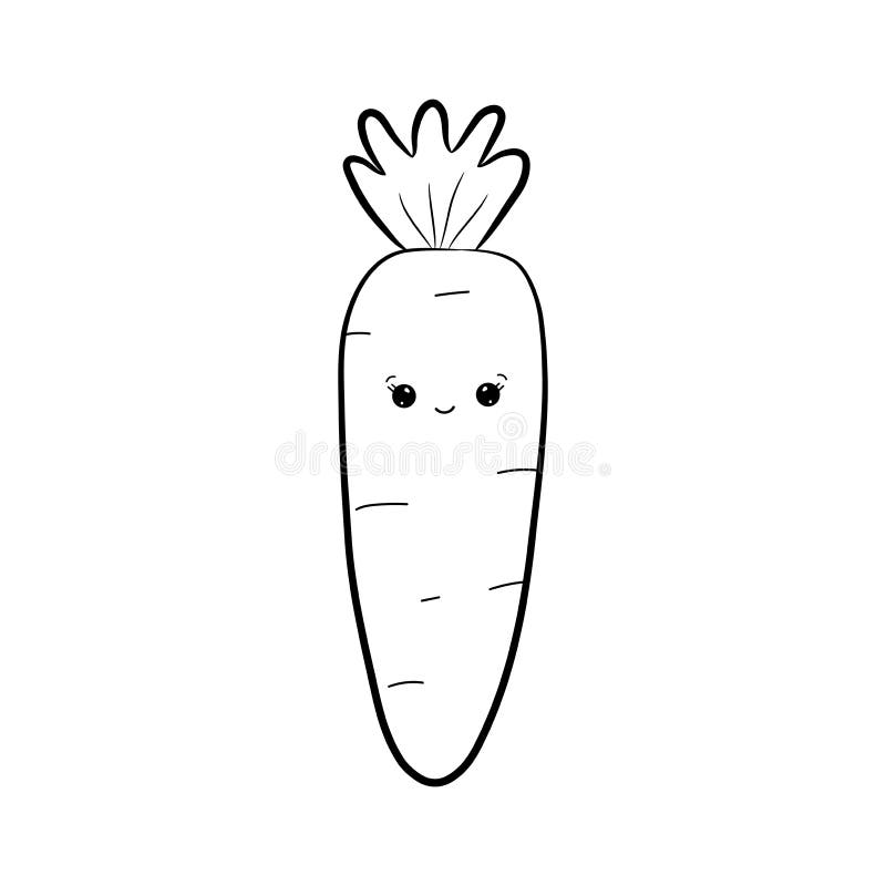 Cute Kawaii Carrot With Happy Face Stock Vector Illustration Of