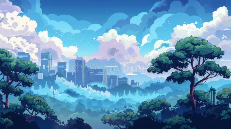 Simple Hand-drawn Cartoon Background with Double Exposure View. Stock ...