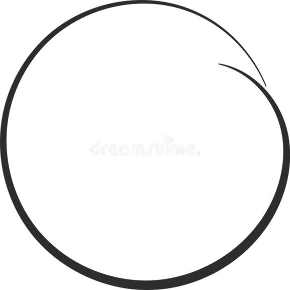 Simple, Hand Drawn Circle with a Slightly Overlapping Line Segment ...