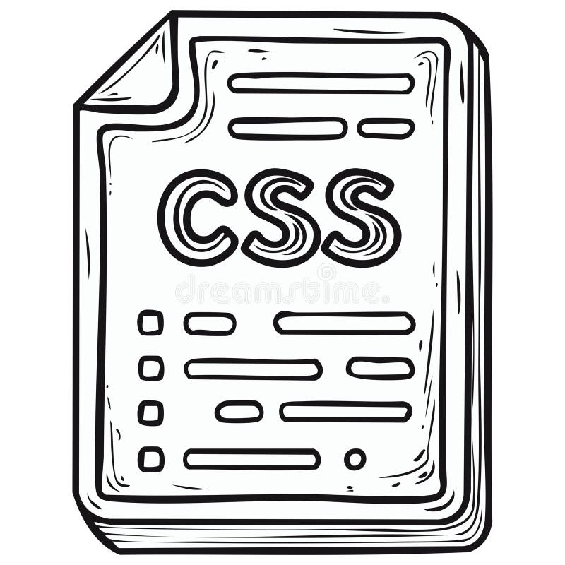 Simple Hand Drawn CSS Code Document Icon for Web Development and Styling Stock Illustration ...