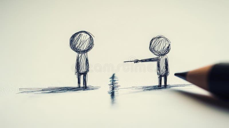 A Simple Hand-drawn Doodle Featuring Two Men, One on the Left and the ...