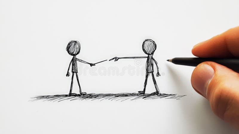 A Simple Hand-drawn Doodle Featuring Two Men, One on the Left and the ...