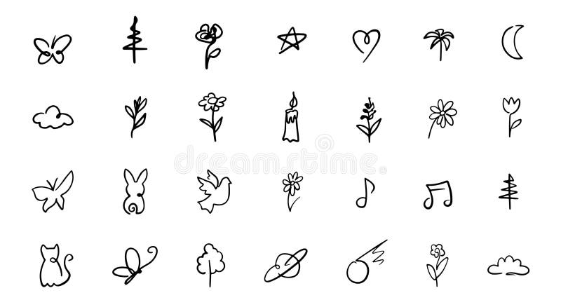 Simple Hand-Drawn Doodle Icons Collection Stock Vector - Illustration ...