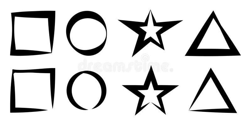Simple Hand Drawn Figures. Shapes for Design. Square, Circle, Star and ...