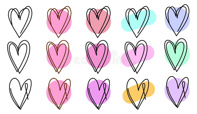 Simple Hand-drawn Flat Linear Hearts Icon Set Stock Vector ...