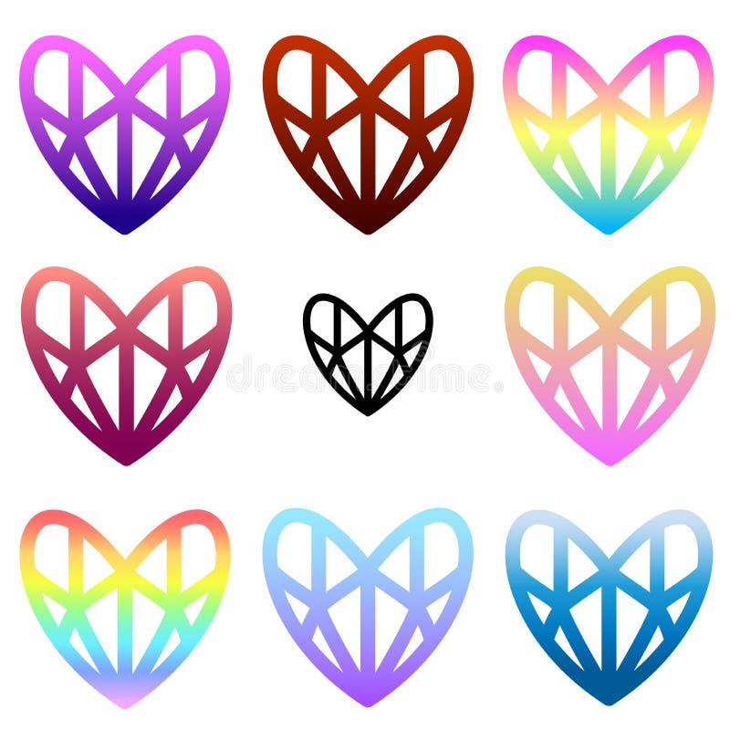 Simple Hand-drawn Flat Linear Hearts Icon Set Stock Vector ...