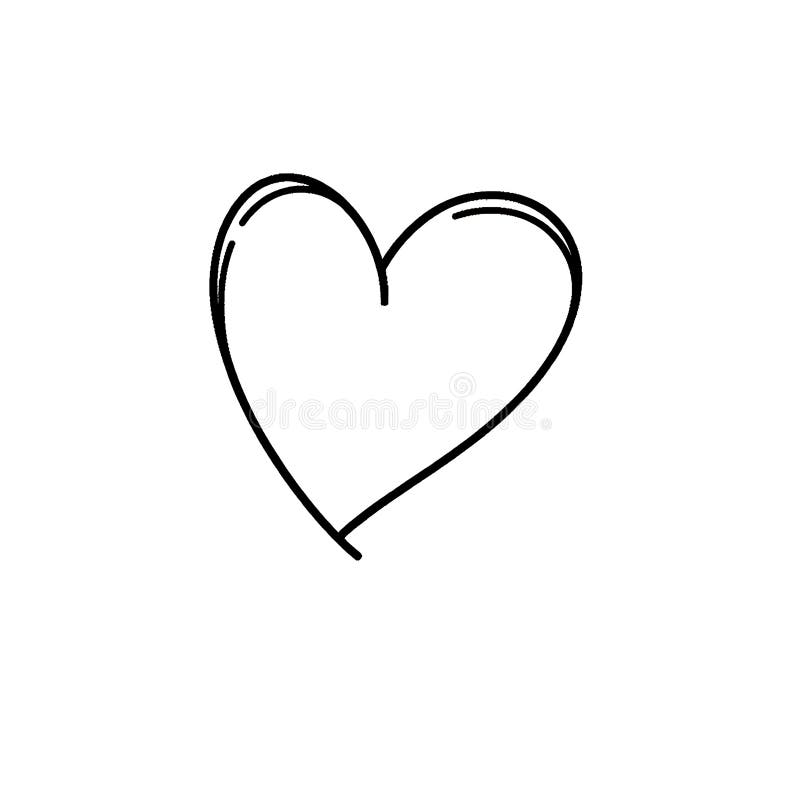 Hand-drawn Heart Outline stock illustration. Illustration of ...