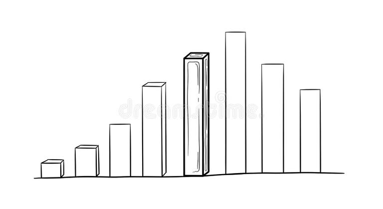 Hand-drawn Bar Graph Illustration with Standout Pillar for Emphasis ...