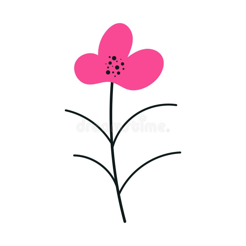 A Simple Hand Drawn Pink Flower. Vector Illustration in Doodle Style ...