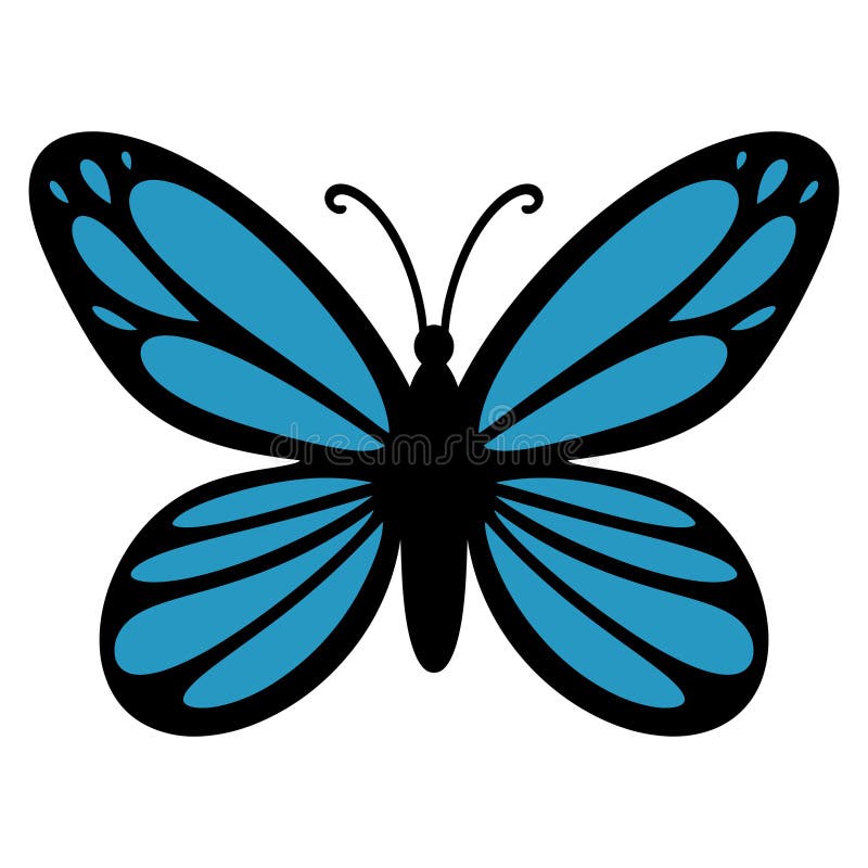 Simple Hand Drawn Single Blue Butterfly Vector Illustration Isolated on ...