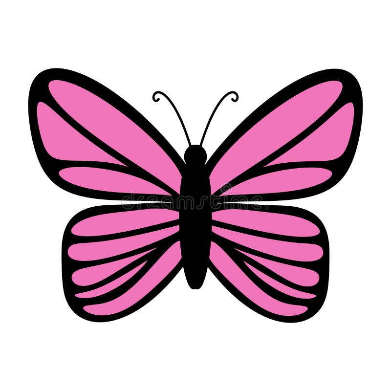 Simple Hand Drawn Single Pink Butterfly Vector Illustration Isolated on ...