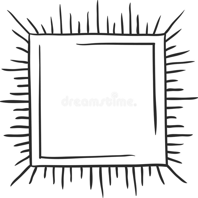 Simple, Hand Drawn Square Featuring Spiky Edges Resembling a Frame or ...