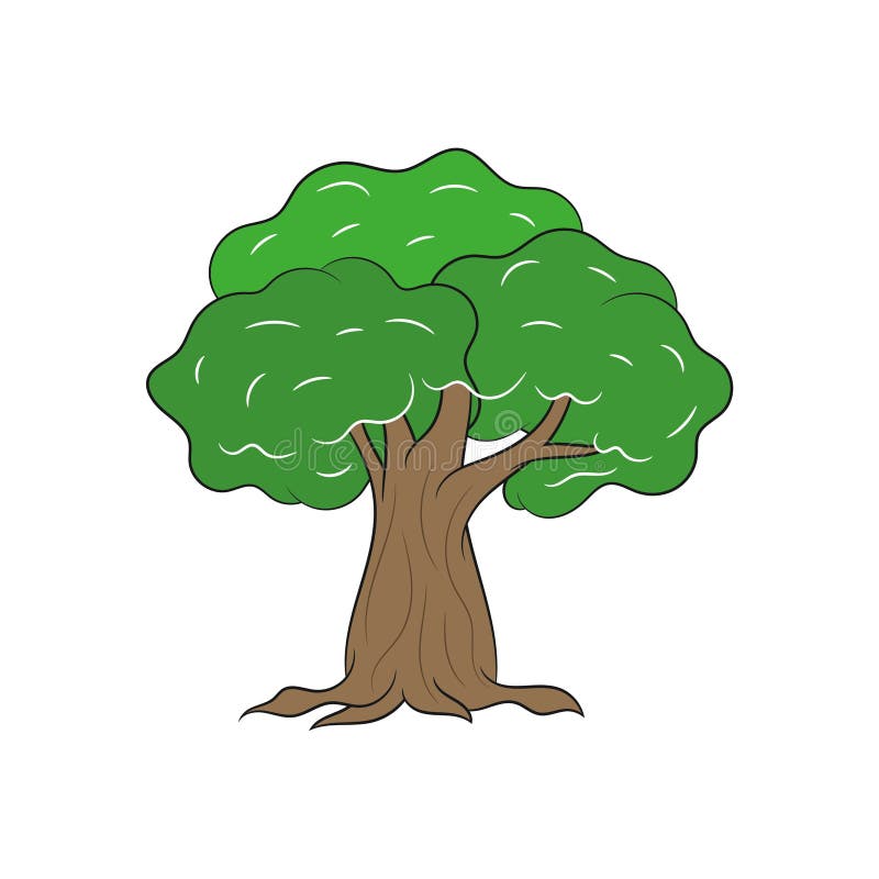 Simple Hand Drawn of Trees Vector Illustration with Flat Cartoon Style ...