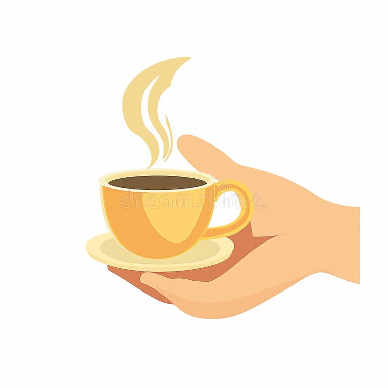 Simple a Hand Holding a Steaming Cup of Herbal Tea. Vector Stock ...