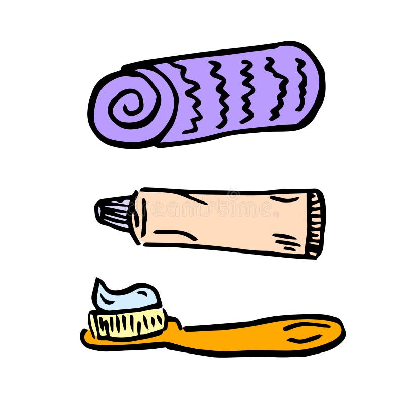 Simple Handle Toothbrush with Toothpaste for Brushing Teeth, Towel ...