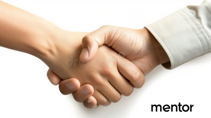 Simple Handshake Icon with Mentor Text on White Background. Symbolizing ...