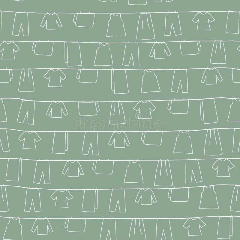 Simple Hanging Clothes Doodle Repeat Pattern Design Stock Vector ...