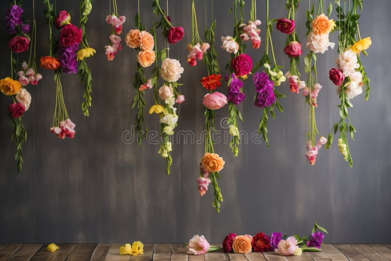 Simple Hanging Florals Spring Backdrop Stock Illustration ...