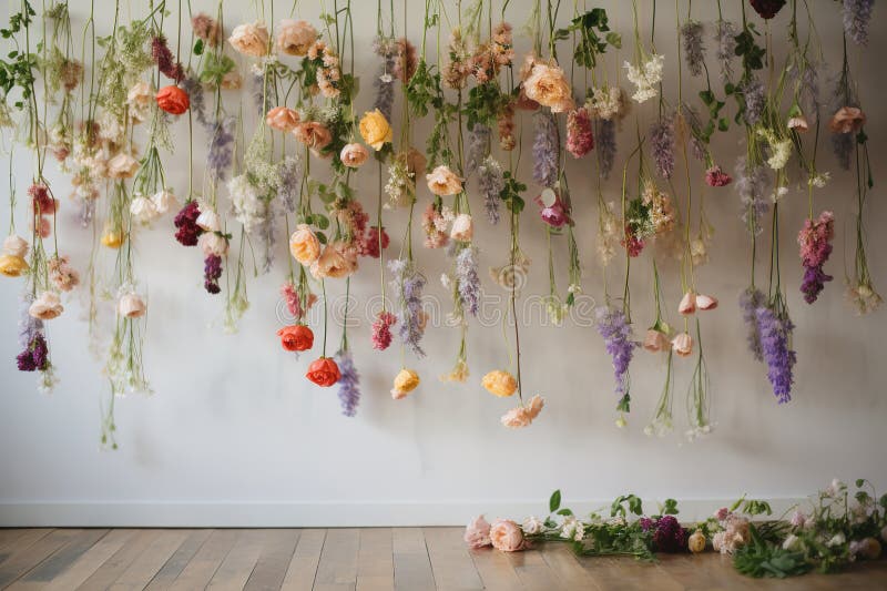 Simple Hanging Florals Spring Backdrop Stock Illustration ...