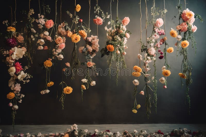 Simple Hanging Florals Spring Backdrop Stock Illustration ...