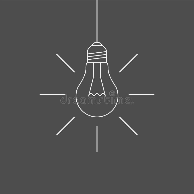 Simple Hanging Light Bulb Outline Stock Vector - Illustration of glass ...
