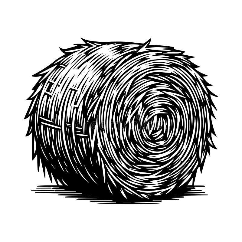 Hay Bale Vintage Vector Icon *(Note: Short, Clean, and Optimized for ...