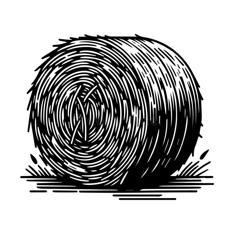 Hay Bale Vintage Vector Icon. Stock Vector - Illustration of texture ...