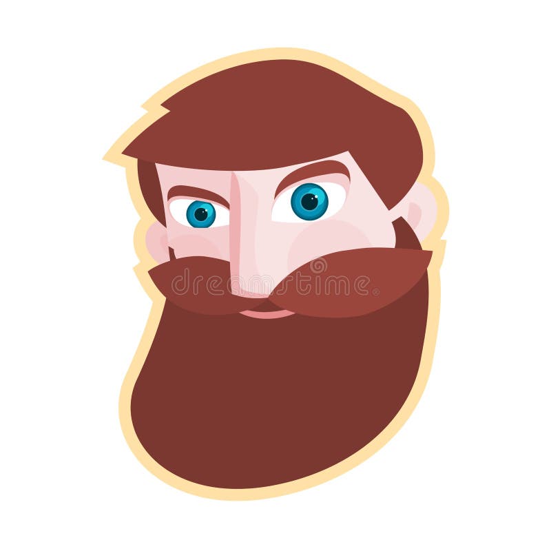 Simple Head of Bearded Hipster Man. Flat Design Stock Vector ...