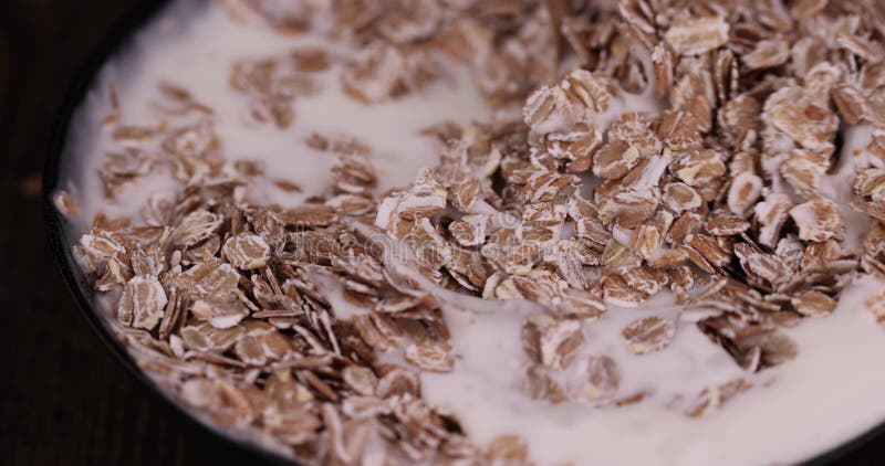 Simple and Healthy Breakfast with Oatmeal and Dairy Products Stock ...