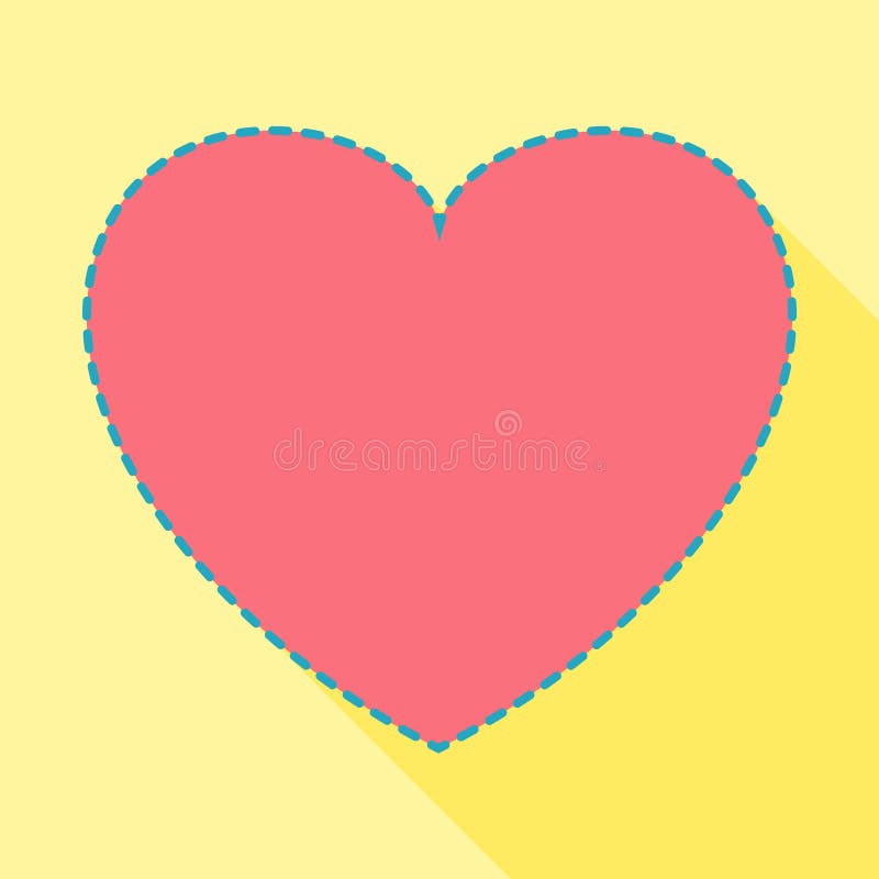 Simple Heart with Dashed Outline and Long Shadow Stock Vector ...