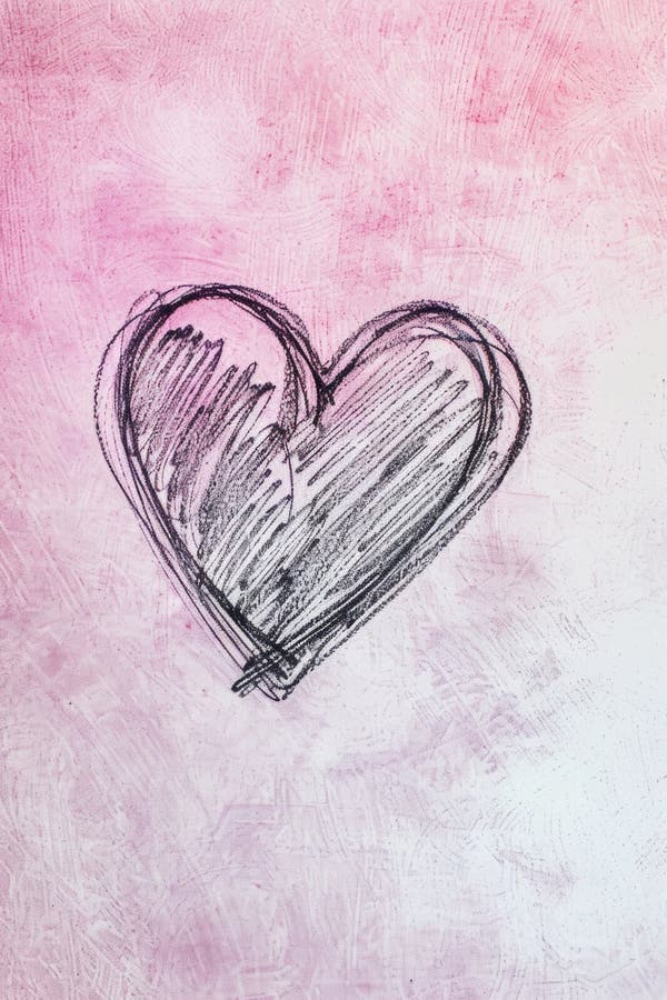 Simple Heart Drawing on a Pink Background, Versatile for Various ...