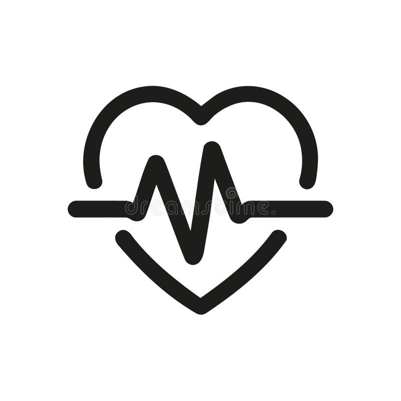 Simple Heart Icon with Pulse Isolated Stock Vector - Illustration of ...