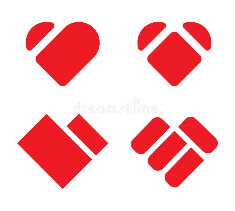 Simple Red Heart Logo Vector Design or Sketch. Two Hearts Logo Design ...