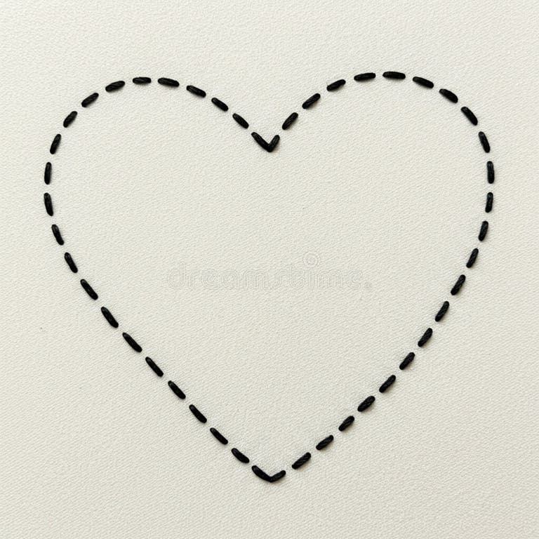 A Simple Heart Shape is Outlined Using a Series of Black Dashed ...