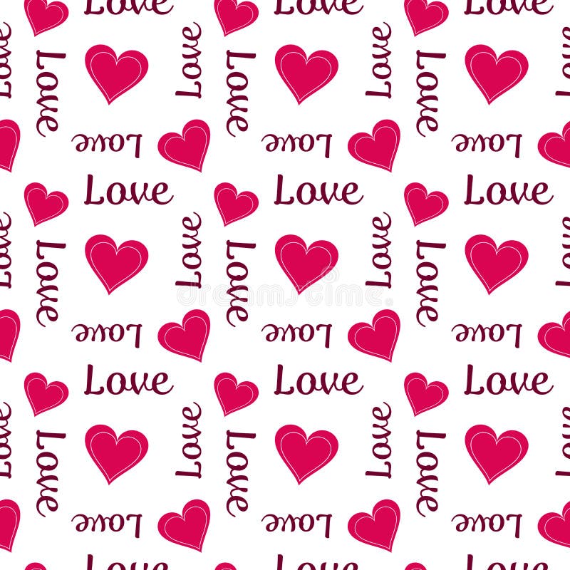 Simple Heart Shape Seamless Pattern in Diagonal Arrangement. Love and ...