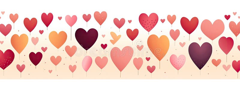 Simple Hearts Patterns on Wide Background. Minimalistic Heart Colored ...