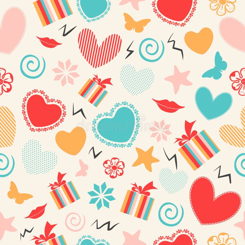 Simple Hearts Seamless Repeat Vector Pattern, Texture. Valentine`s Day ...