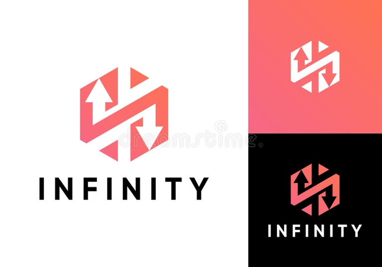Simple Hexagon Arrow Infinity Technology Logo Vector Design Stock ...