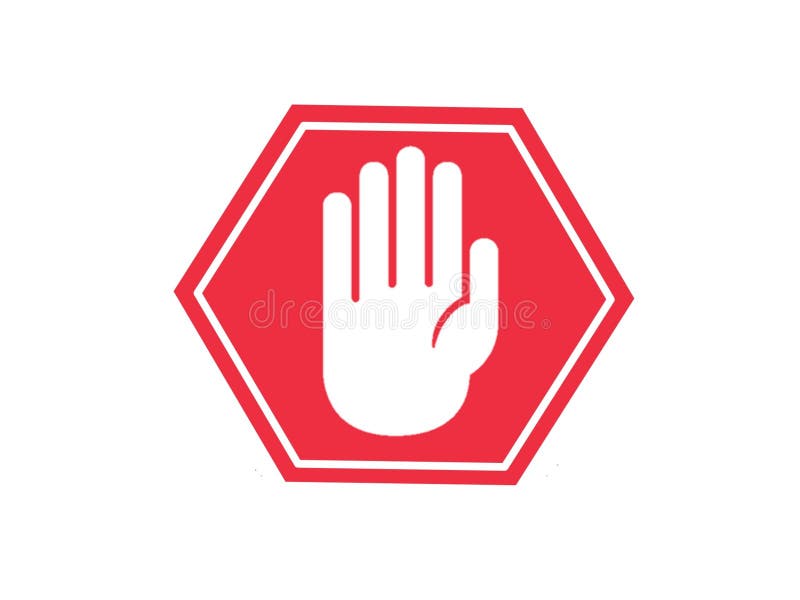 Simple Hexagon Hand Stop Sign Stock Image - Image of sign, hexagon ...