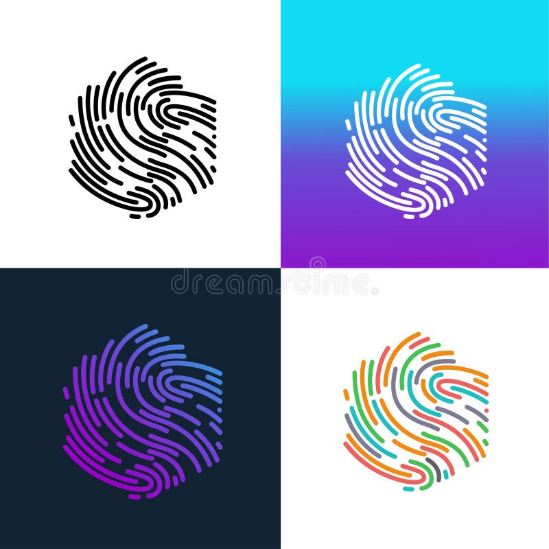 Simple Hexagonal Shape Fingerprint Logo Design Icon Vector Stock ...