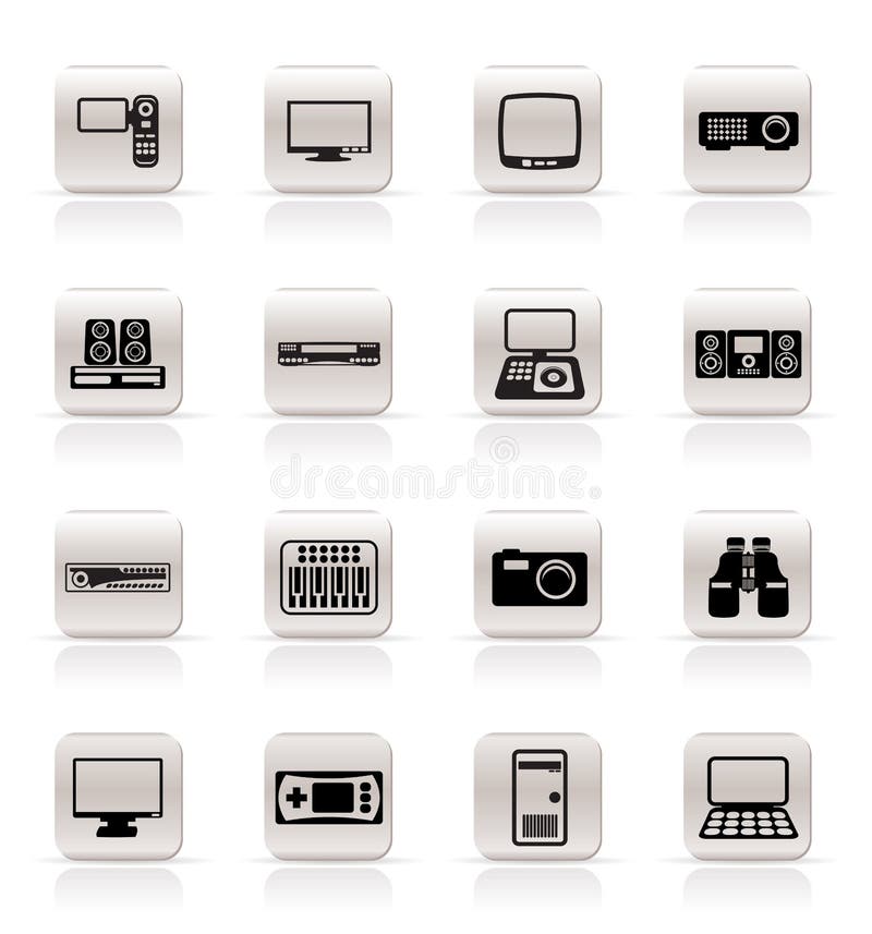 Simple Hi-tech Equipment Icons Stock Vector - Illustration of equipment ...