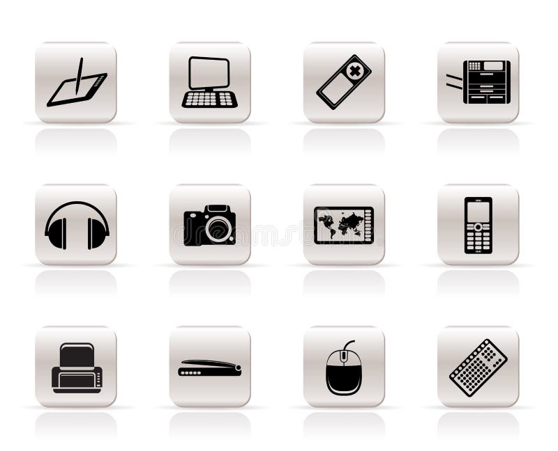 Simple Hi-tech Technical Equipment Icons Stock Vector - Illustration of ...