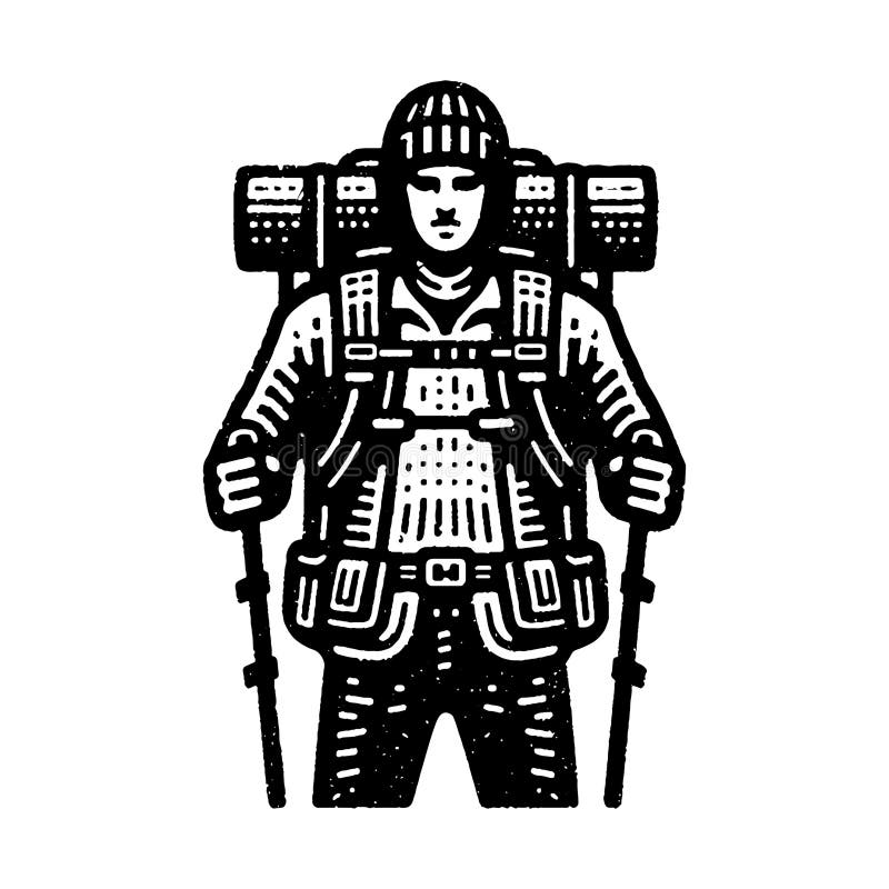 Simple Hiker Front View Vintage Retro Logo Vector Design. Stock Vector ...