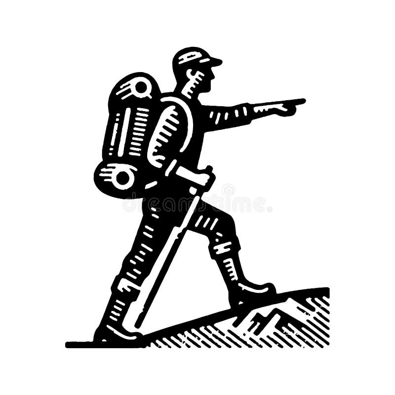 Simple Hiker Walking Side View Vintage Retro Logo Design. Stock Vector ...