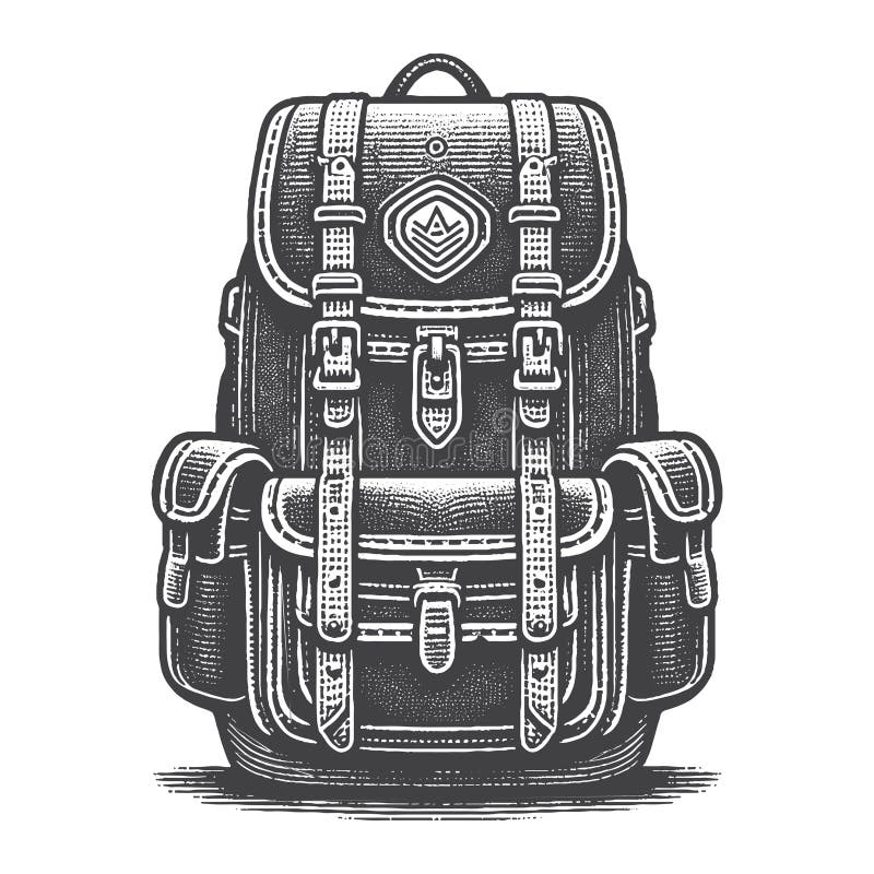 Simple Hiking Backpack Vector Vintage Retro Logo Illustration Design ...